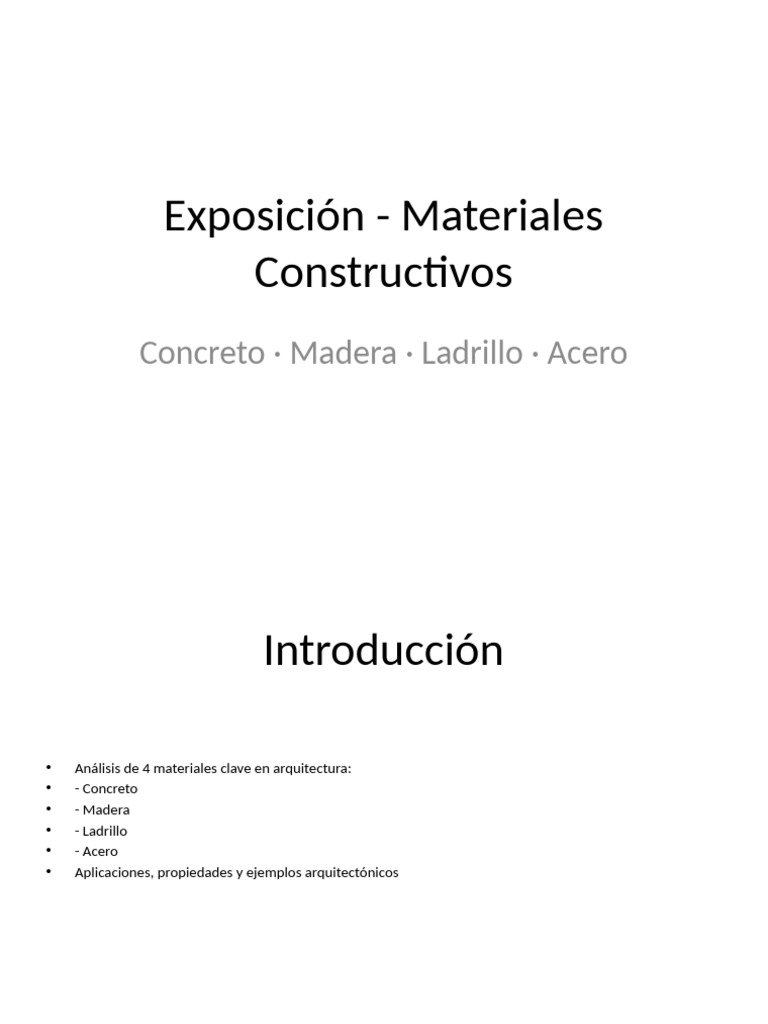 Exposicion Materiales Constructivos | PDF