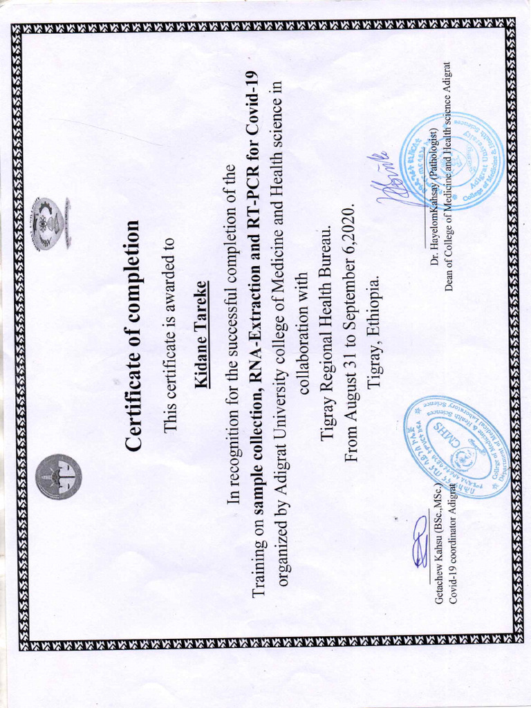 RNA and PCR Certificate | PDF