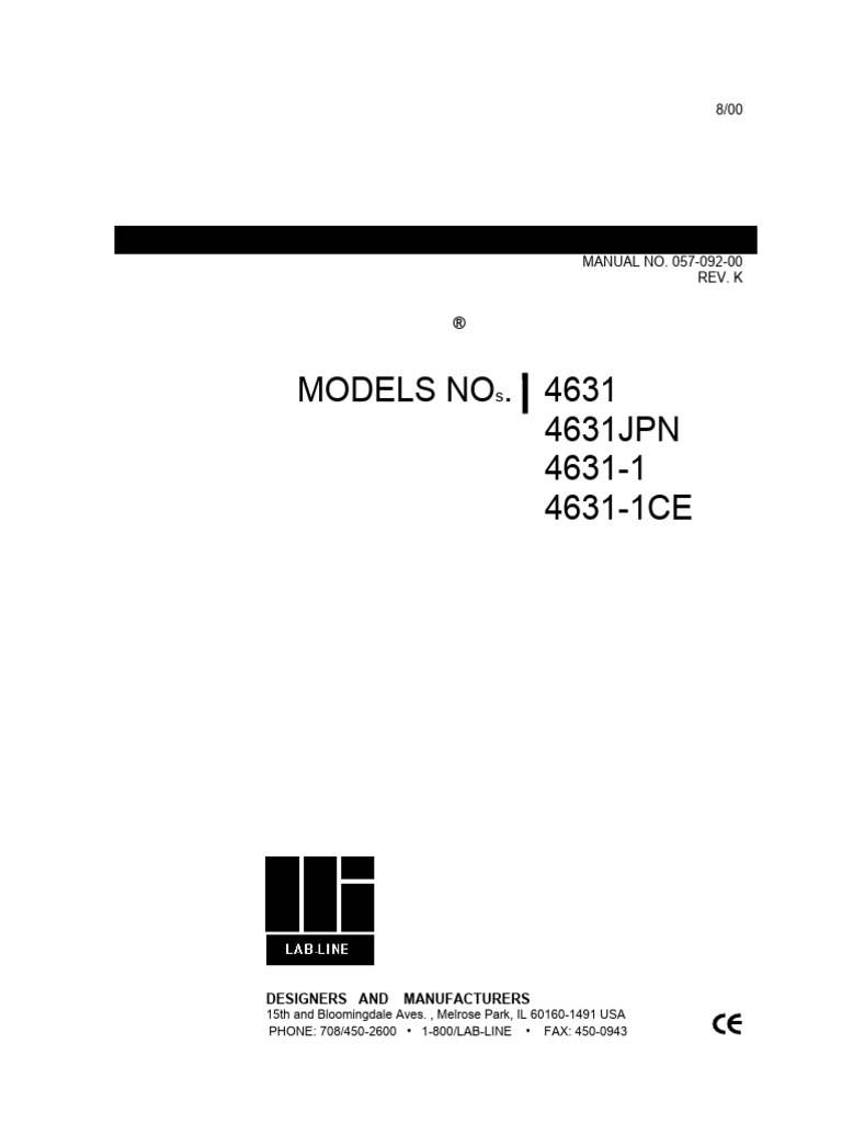 Lab-Line Maxi Rotator Operation Manual | PDF | Switch | Alternating Current