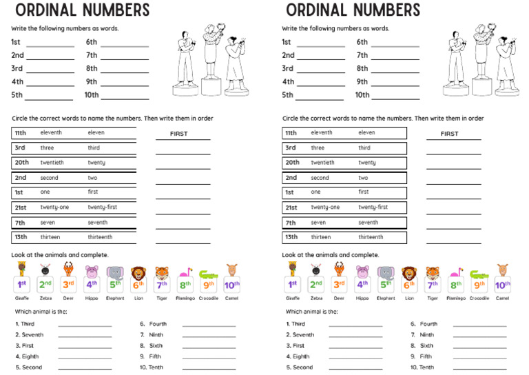 Ordinal Numbers Worksheet for Kids | PDF