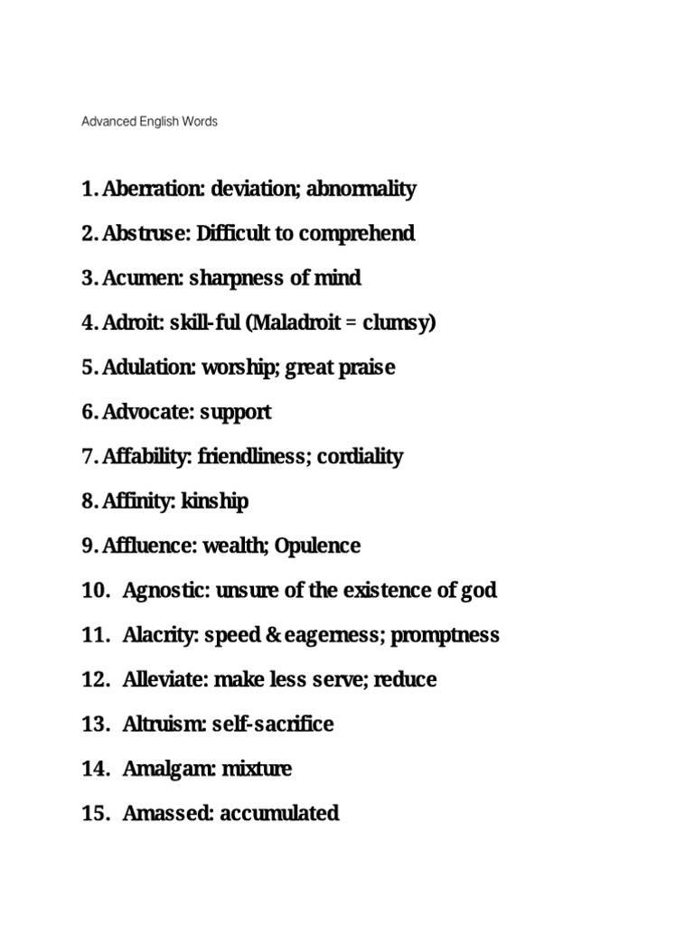 Advanced English Vocab | PDF