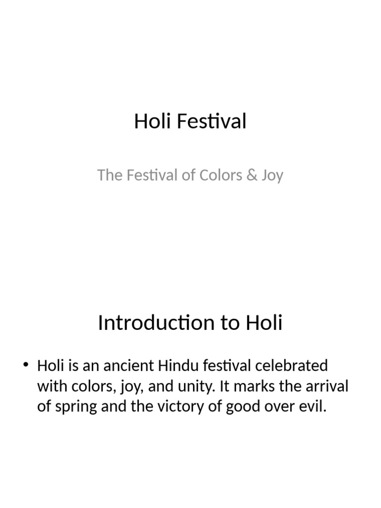 Holi Festival: Joy, Colors, and Unity | PDF