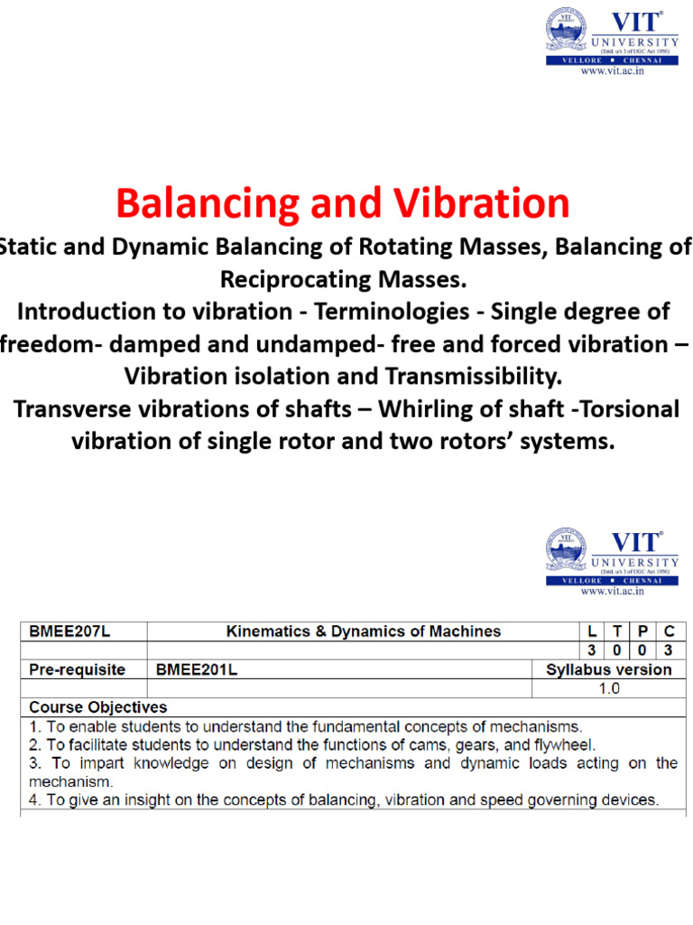 12-Static and Dynamic Balancing of Rotating Masses-27-02-2025 | PDF | Damping | Oscillation