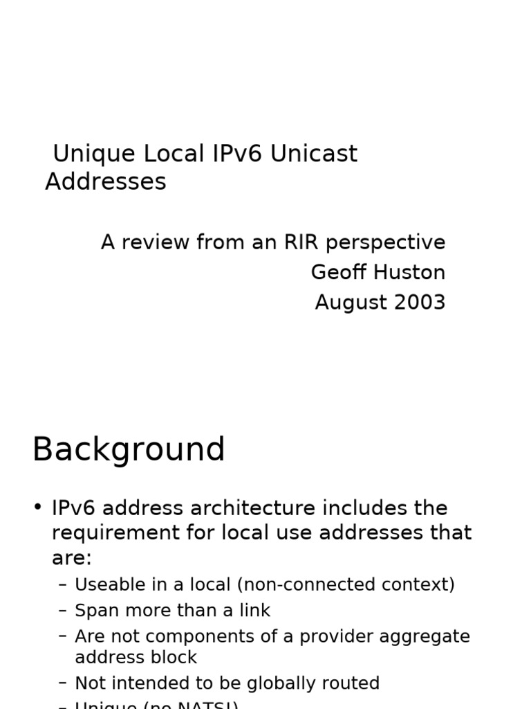 Unique Local Ipv6 Unicast Add | PDF | I Pv6 | Network Architecture