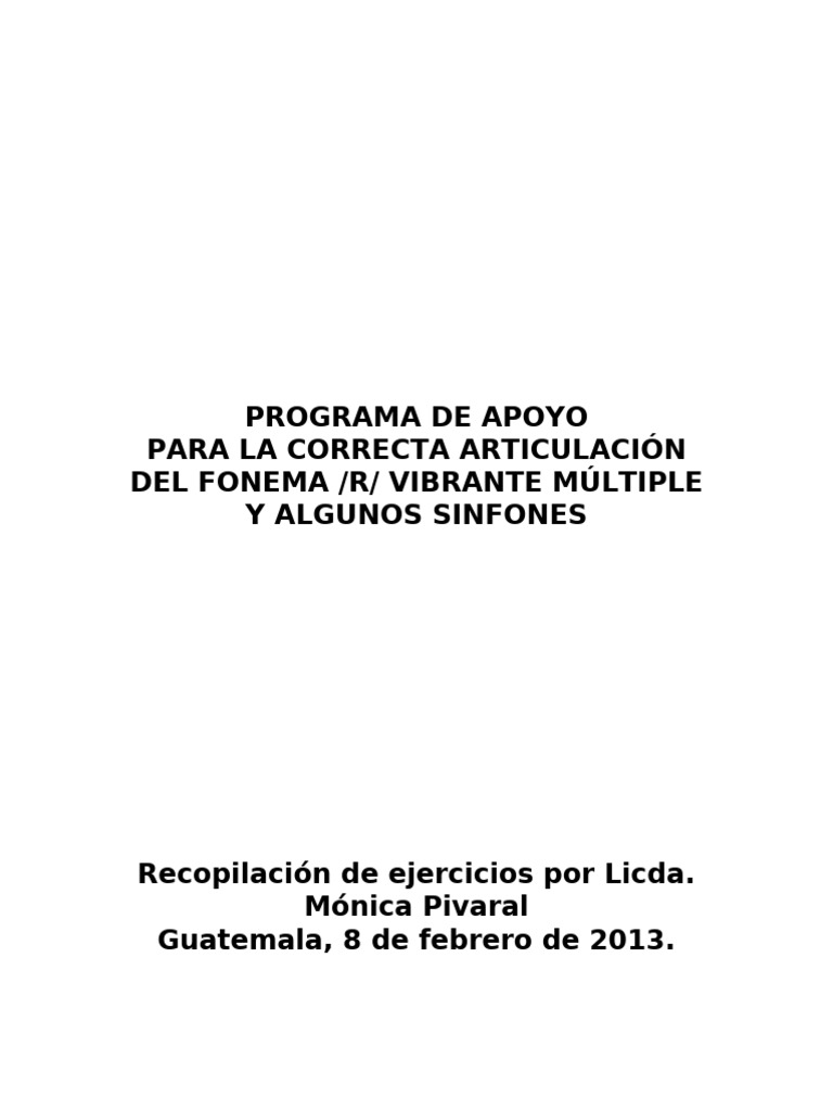 Ejercicios para Articulación del Fonema /R/ | PDF | Boca