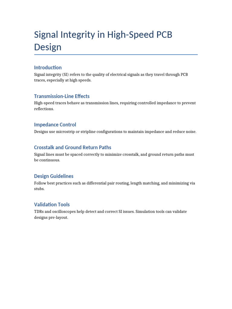 High-Speed PCB Signal Integrity Guide | PDF
