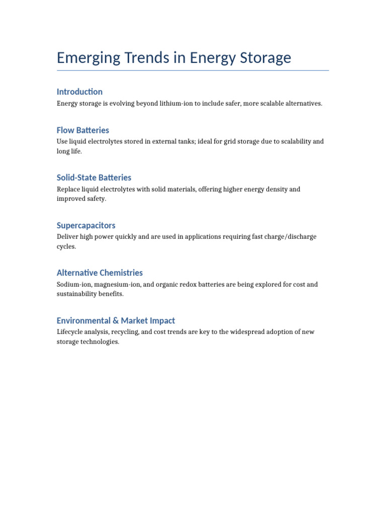 Emerging Trends in Energy Storage | PDF