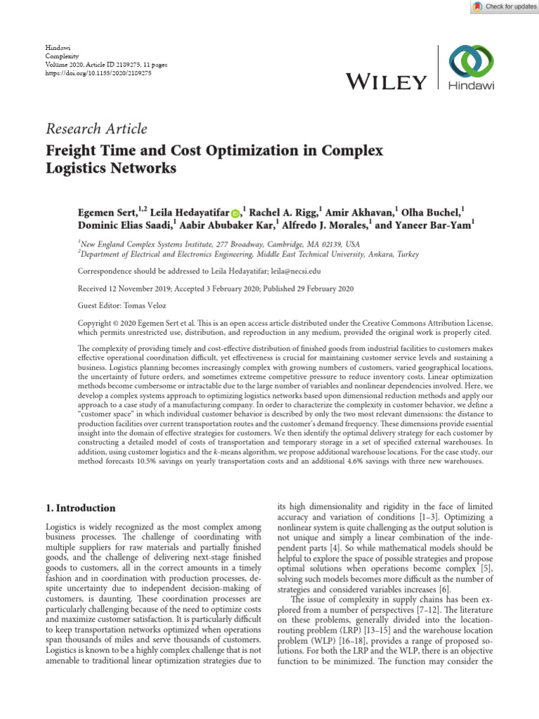 25.-RT - Complexity - 2020 - Sert - Freight Time and Cost Optimization ...