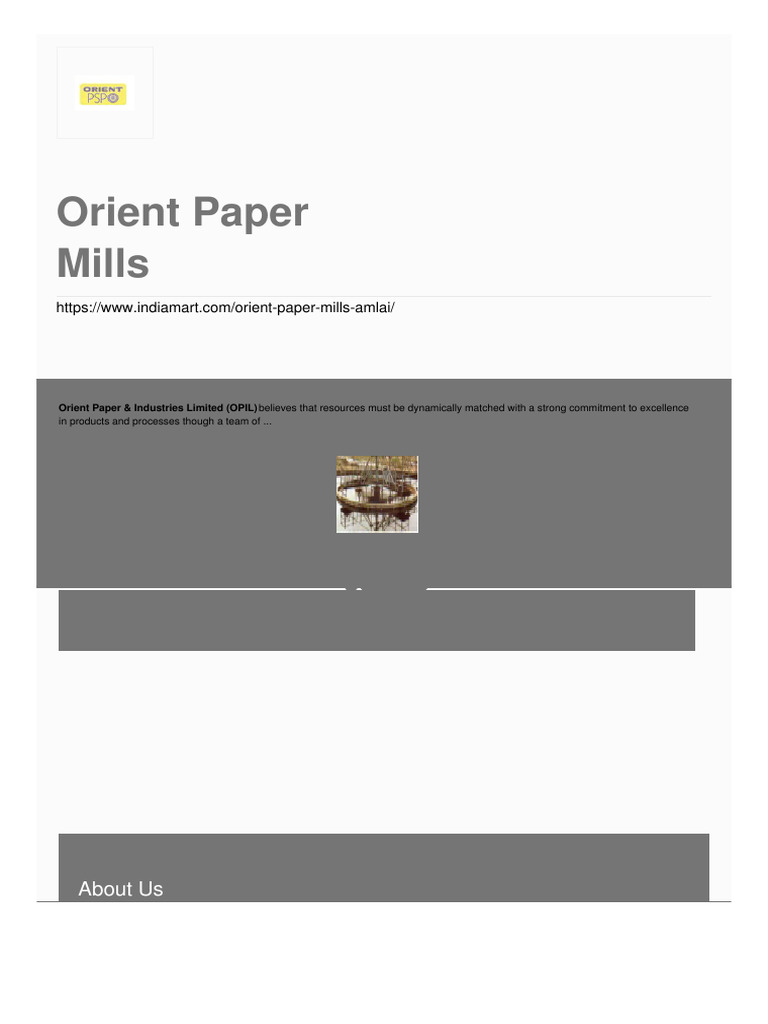 Orient Paper Mills Overview and Contact | PDF