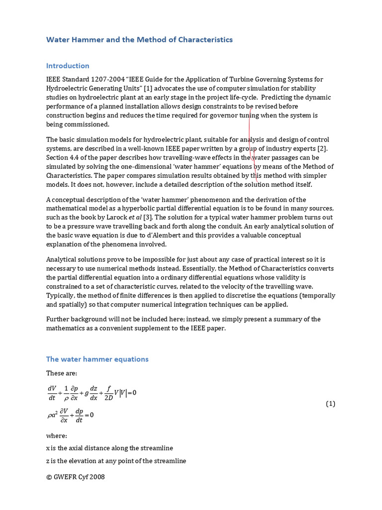 Water Hammer | PDF | Partial Differential Equation | Fluid Dynamics