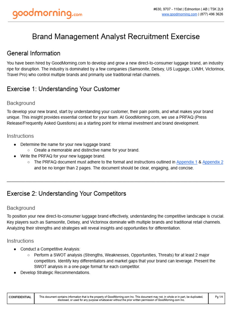 Brand Management Analyst - Interview Exercise | PDF | Brand | Swot Analysis