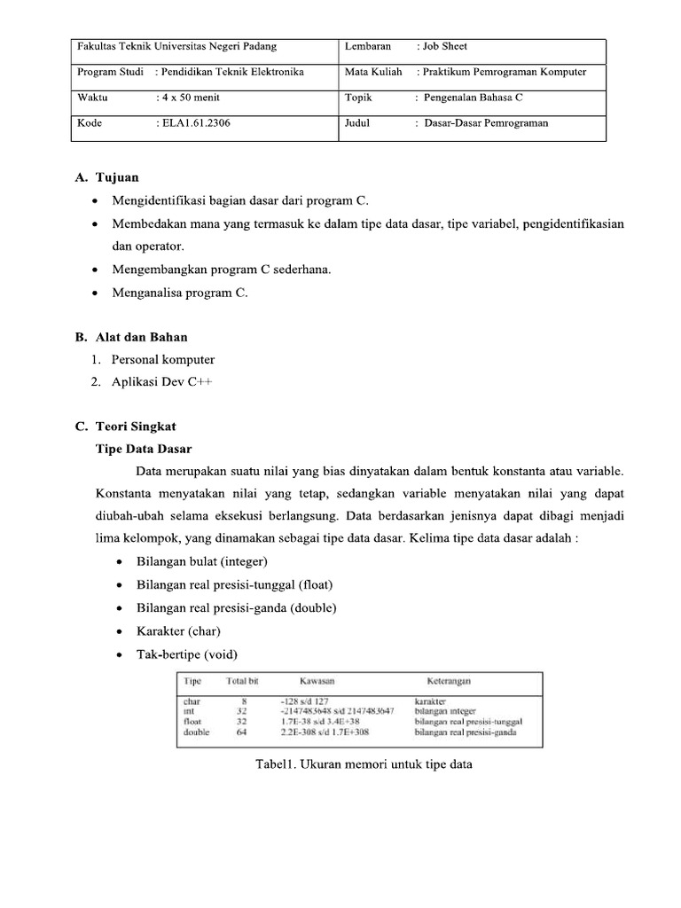 Job 2 - Dasar-Dasar Pemrograman. | PDF