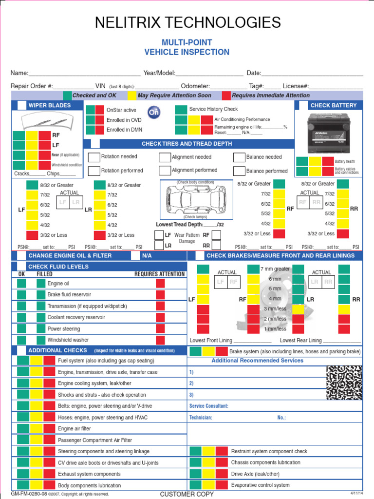 Multi-Point Vehicle Inspection Checklist | PDF | Vehicles | Motor Vehicle