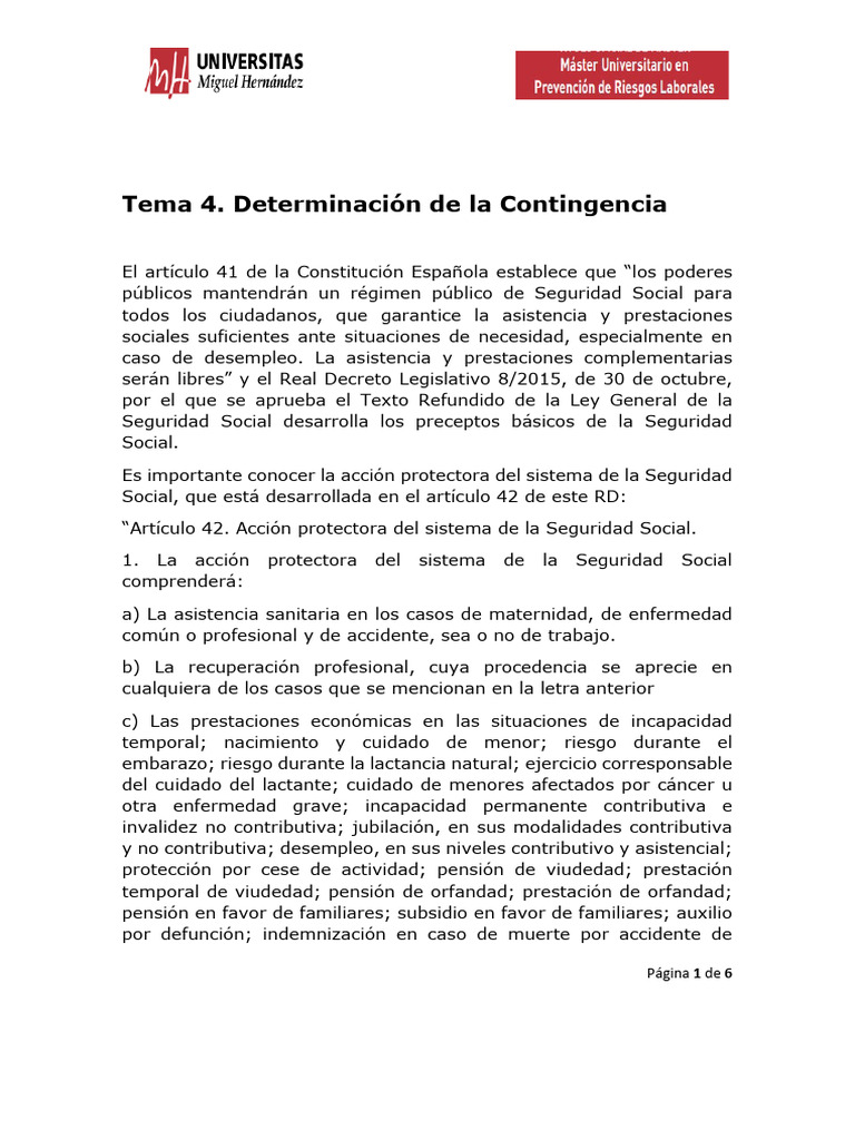 Tema 4. Determinación de La Contingencia | PDF