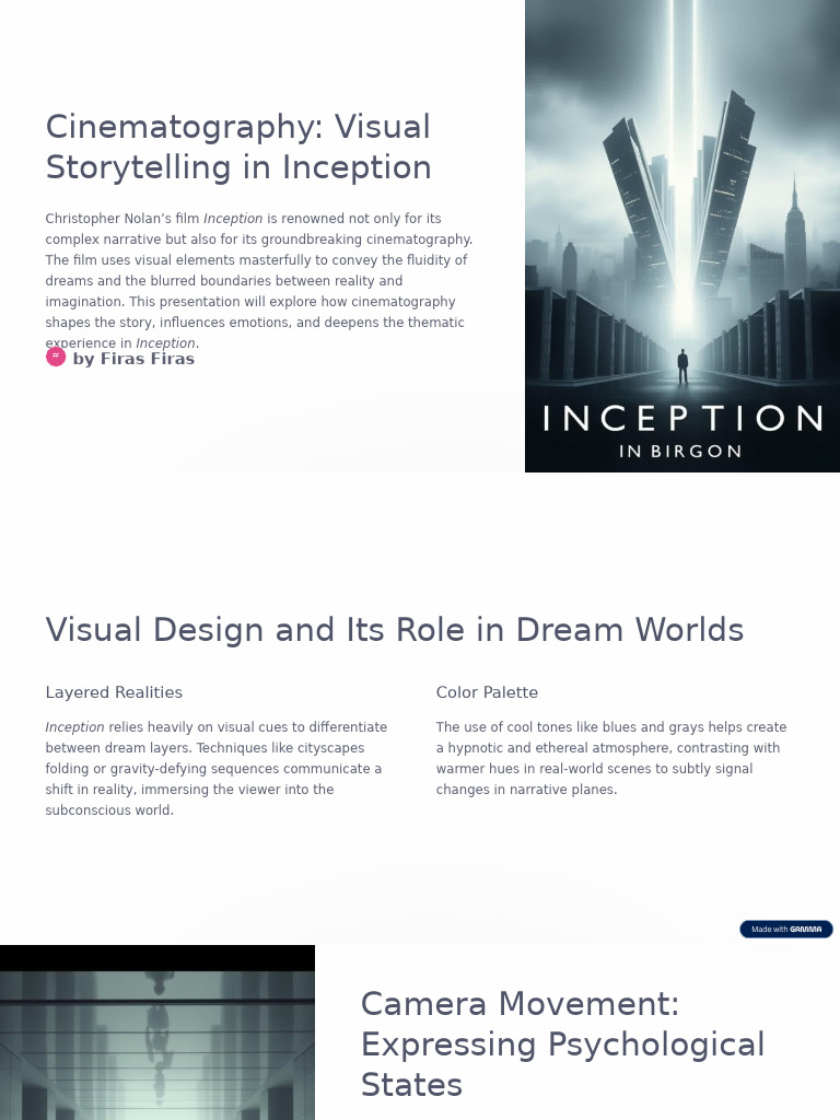Cinematography Visual Storytelling in Inception 2 | PDF | Cinematography