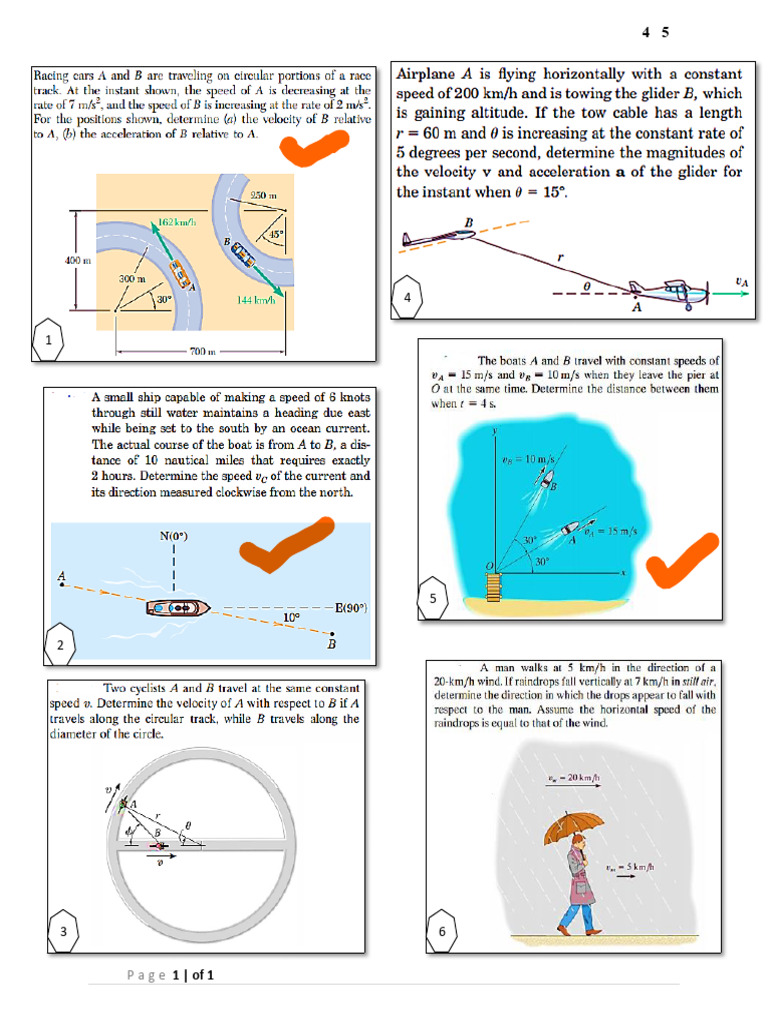 Worksheet Relative Motion | PDF