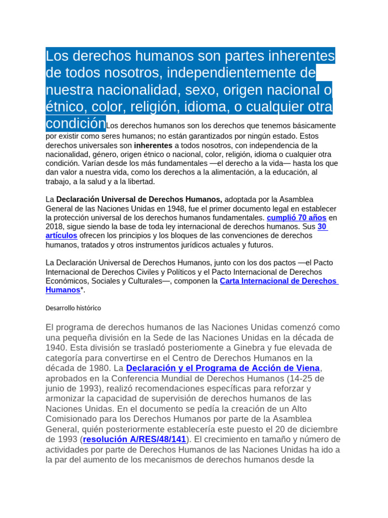 Derechos Humanos: Historia y Evolución | PDF | Derechos humanos ...