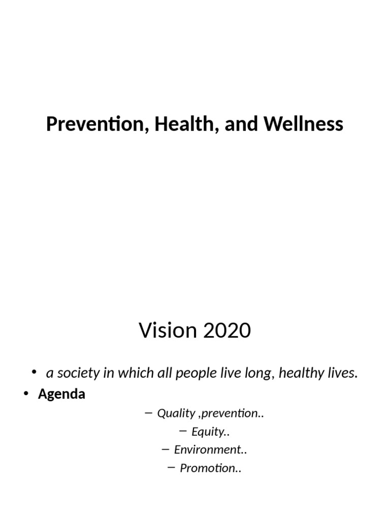 Prevention, Health, and Wellness | PDF