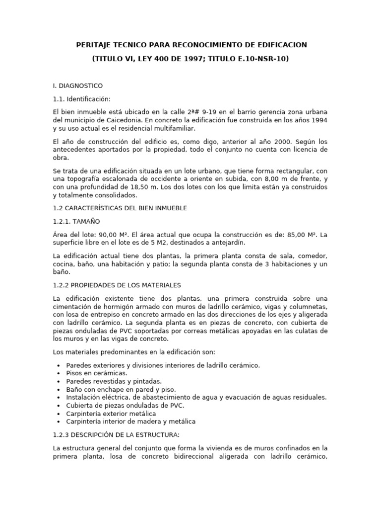 Peritaje Técnico | PDF | Hormigón | edificio