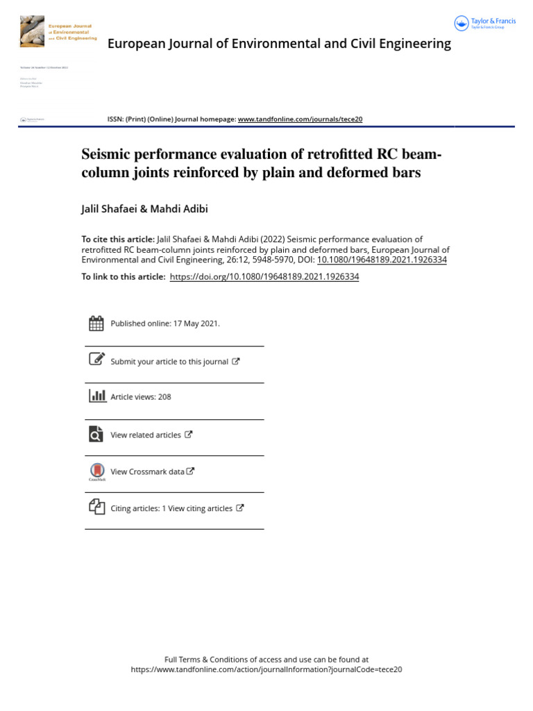 Seismic Retrofit of RC Beam-Column Joints | PDF | Strength Of Materials ...