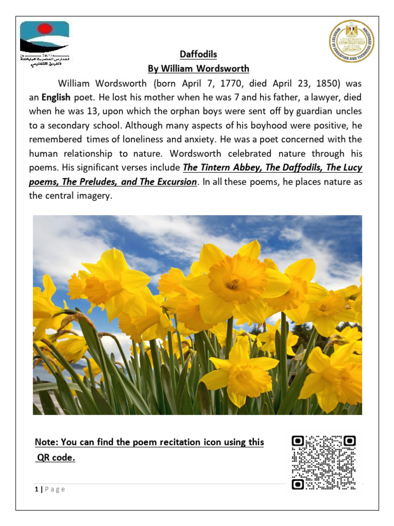 Daffodils by William Wordsworth | PDF | Poetry