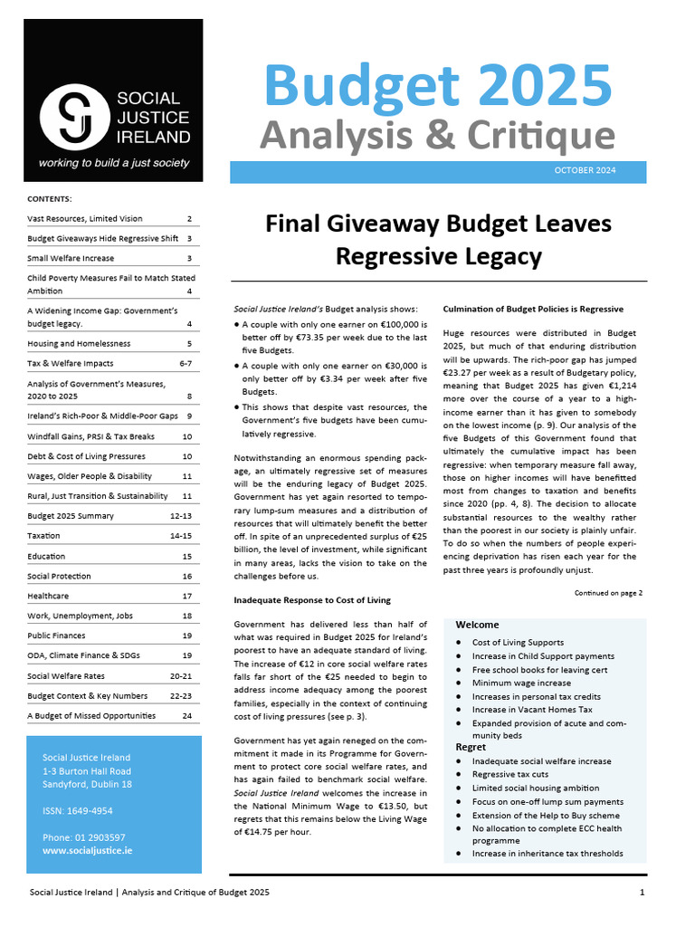 Budget 2025 Analysis and Critique | PDF | Cost Of Living | Taxes