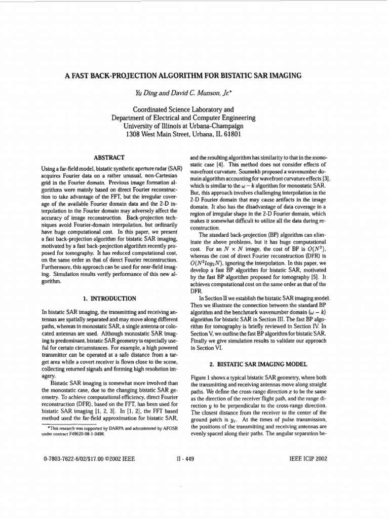 A Fast Backprojection Algorithm For Bistatic Sar Imaging | PDF | Telecommunications Engineering ...