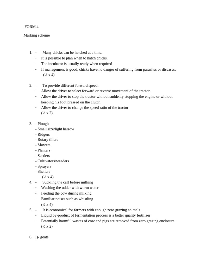 Set2 Agri MSC MidTerm 1 2021 Teacher - Co - .Ke F4 Exam | PDF | Diesel Engine | Plough