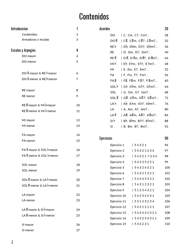 Escalas-Arpegios-Acordes-Imprimir y Anillar | PDF | Escala (música) | Musicología