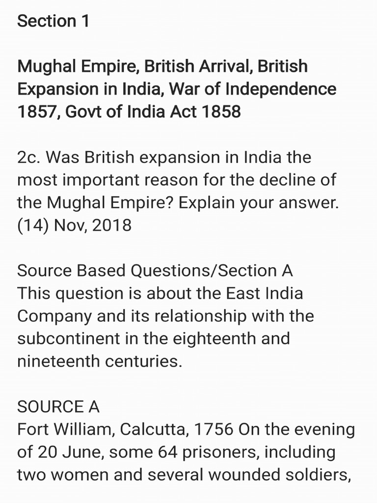 History Past Paper Questions 2018-2024 | PDF