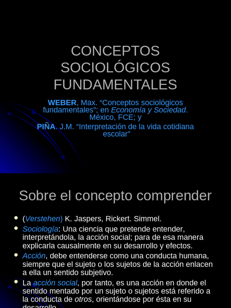 Conceptos Sociologicos Fundamentales | PDF | Comprensión | Sociología