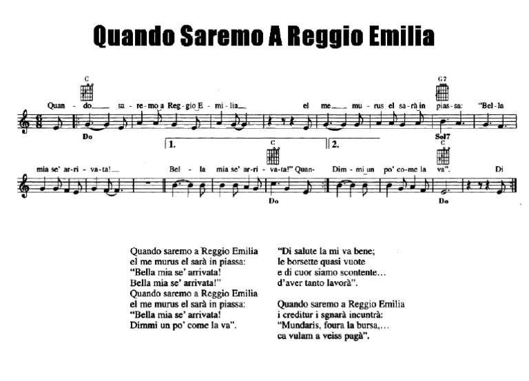 Anna Identici - QUANDO SAREMO A REGGIO EMILIA | PDF