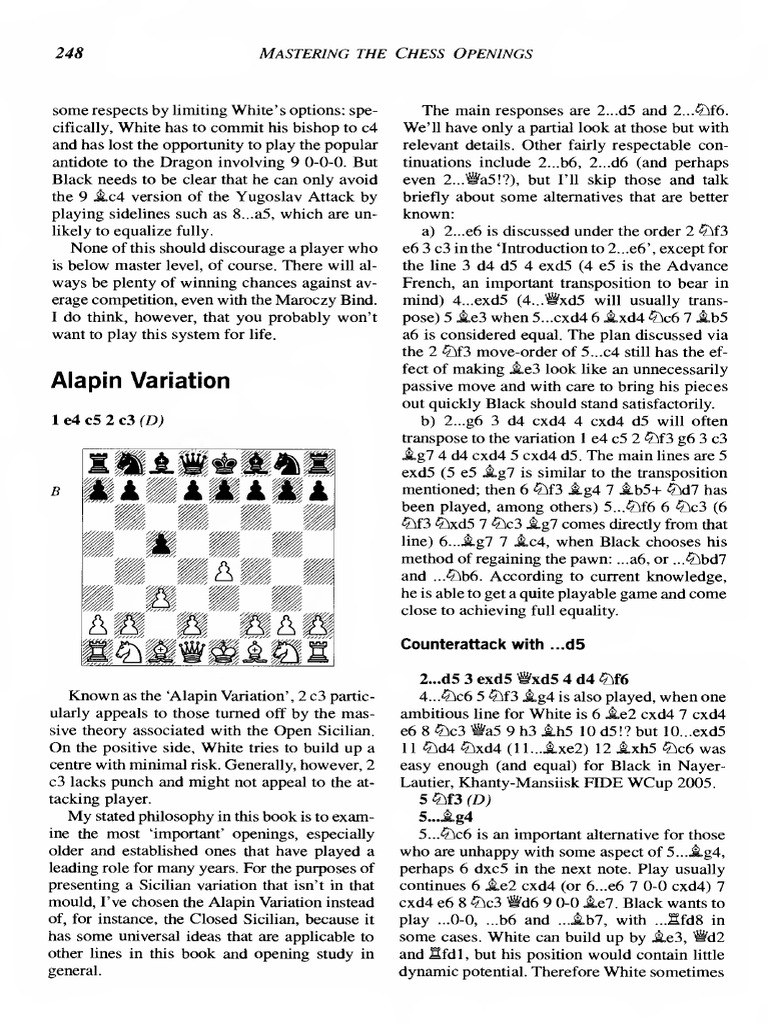 Capítulo Alapin Livro de Aberturas Mastering The Chess Openings | PDF | Chess Openings ...