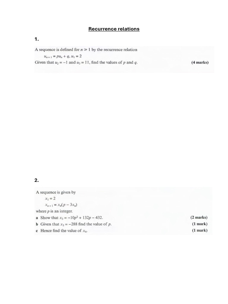 Recurrence Relations | PDF