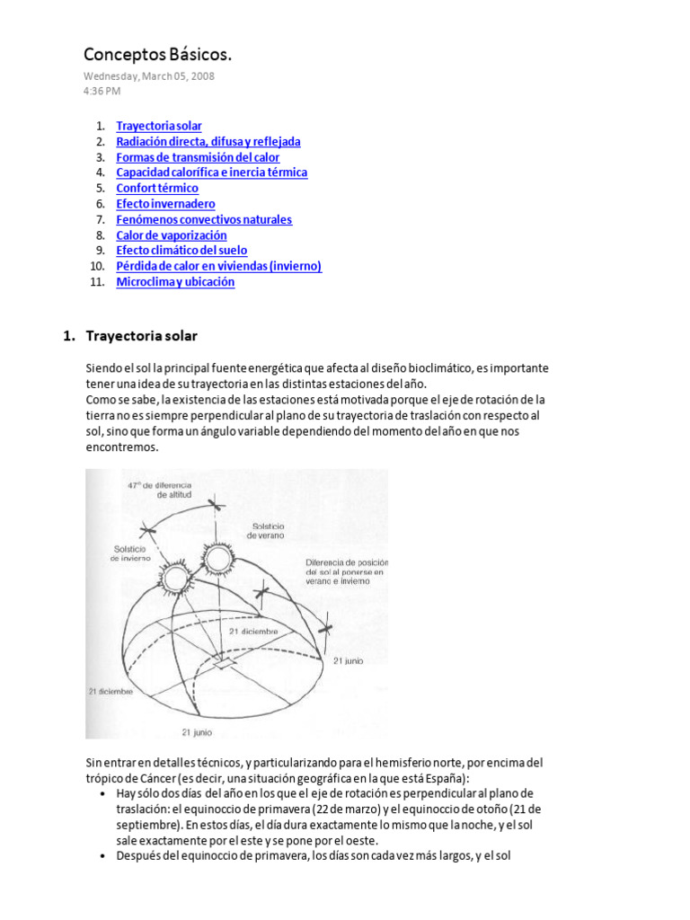 Trayectoria solar y su impacto térmico | PDF | Conduccion termica | Calor