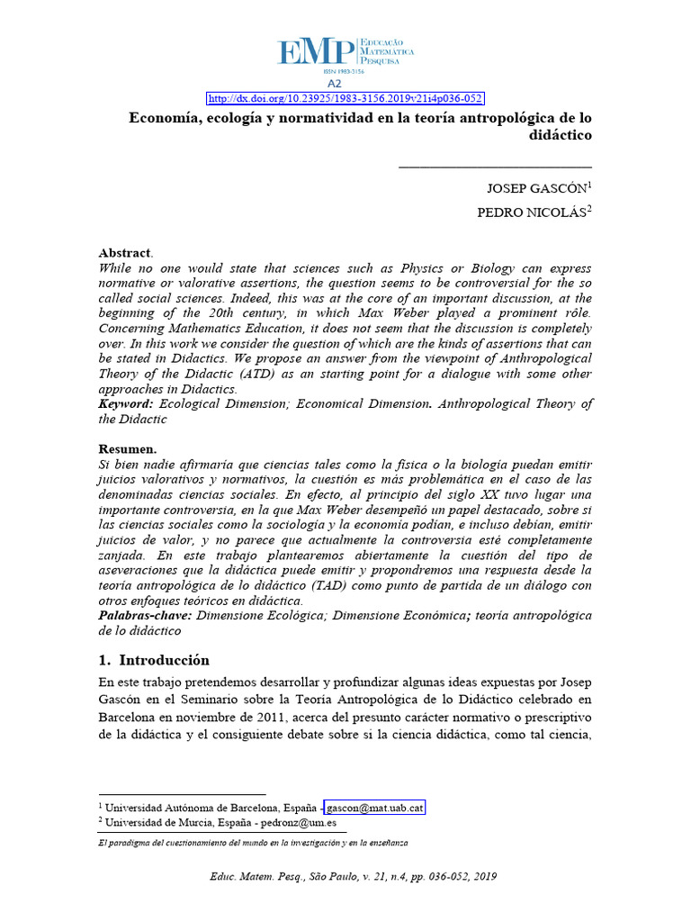 Normatividad en Didáctica y TAD | PDF | Teoría | Epistemología