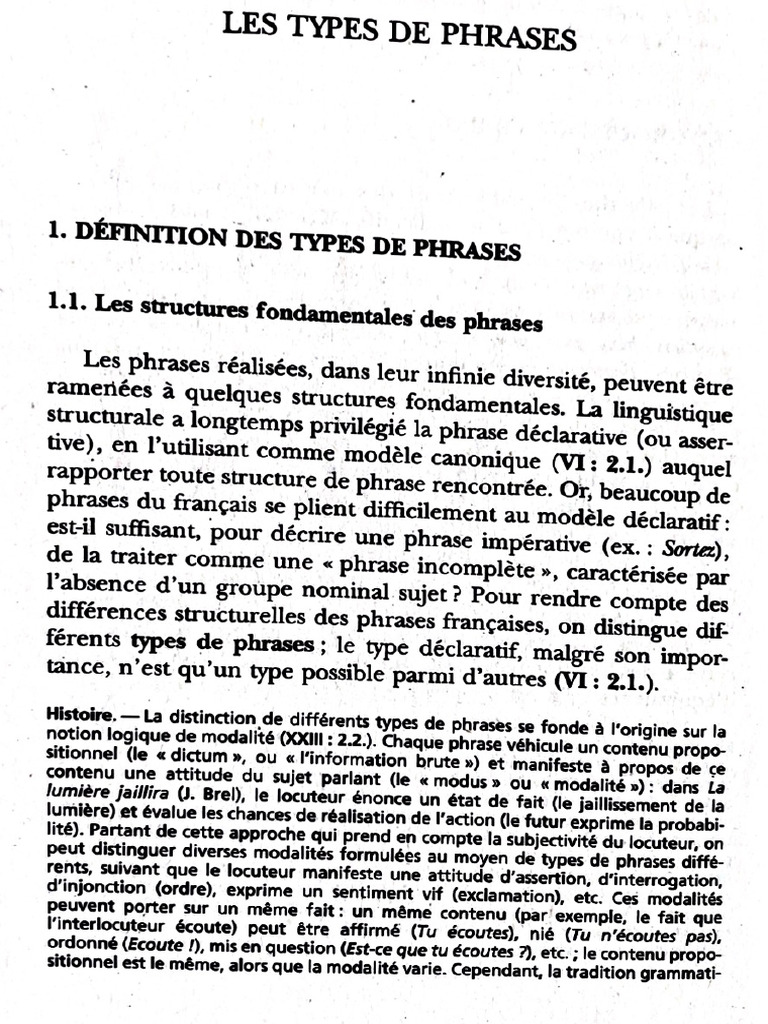 Les Types de Phrases | PDF