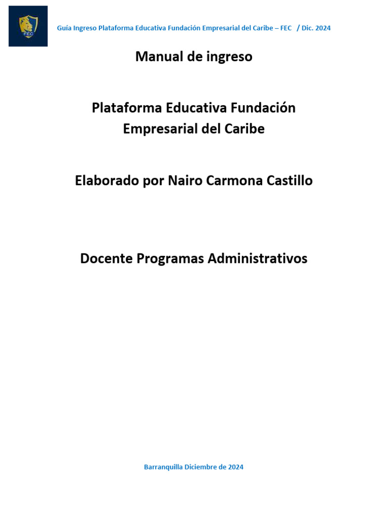 Manual Ingreso a Plataforma FEC (1) | PDF