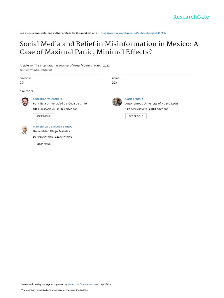 Social Media and Belief in Misinformation in Mexico | PDF | Social ...