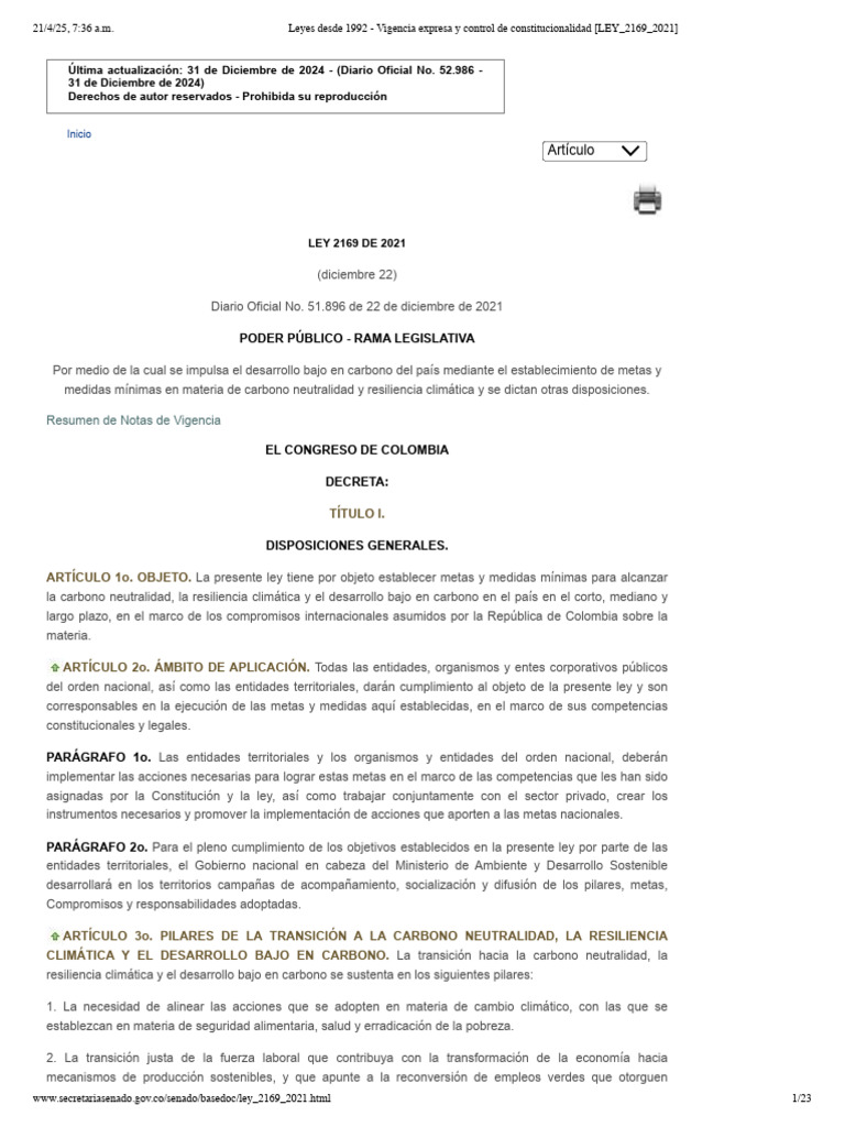 Ley 2169 2021 | PDF | Sustentabilidad | Mitigación del cambio climático