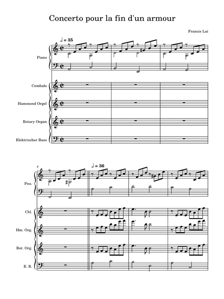 Concerto pour la fin d'un amour | PDF | Keyboard Instruments ...