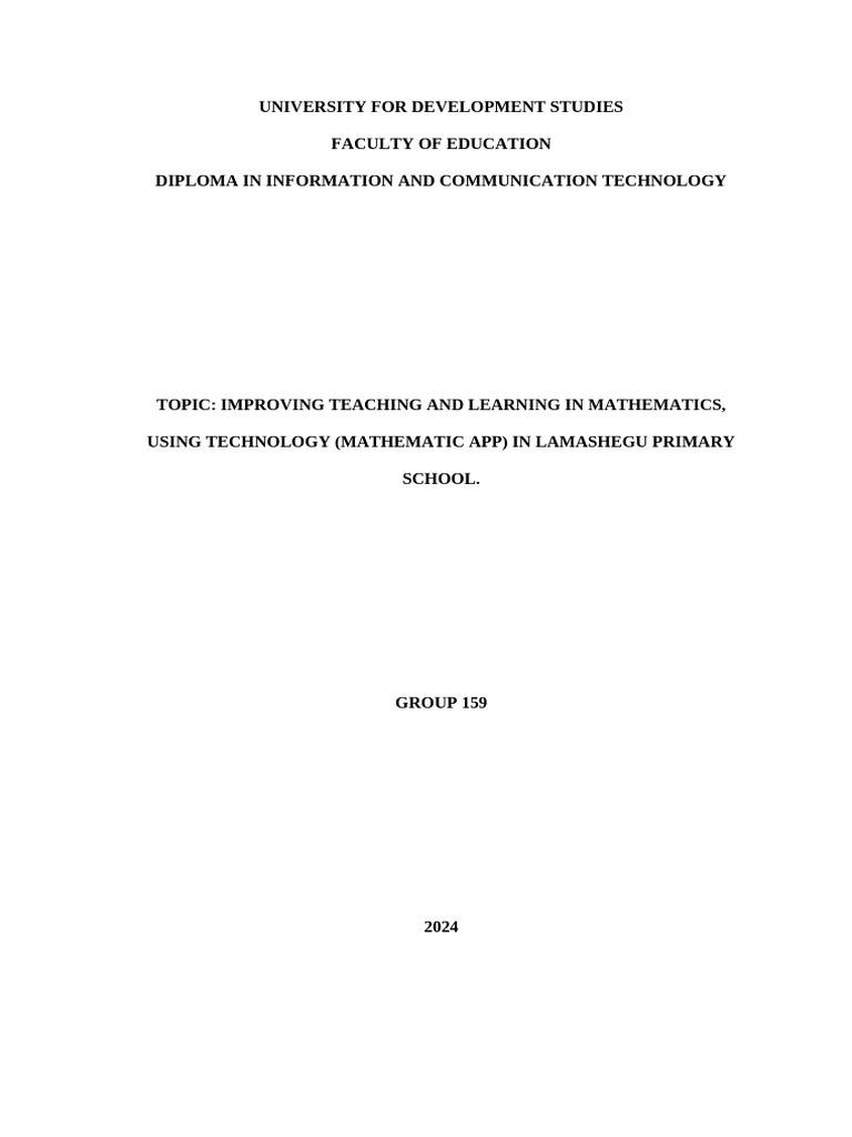 Group 159 Research Proposal | PDF | Teachers | Mathematics