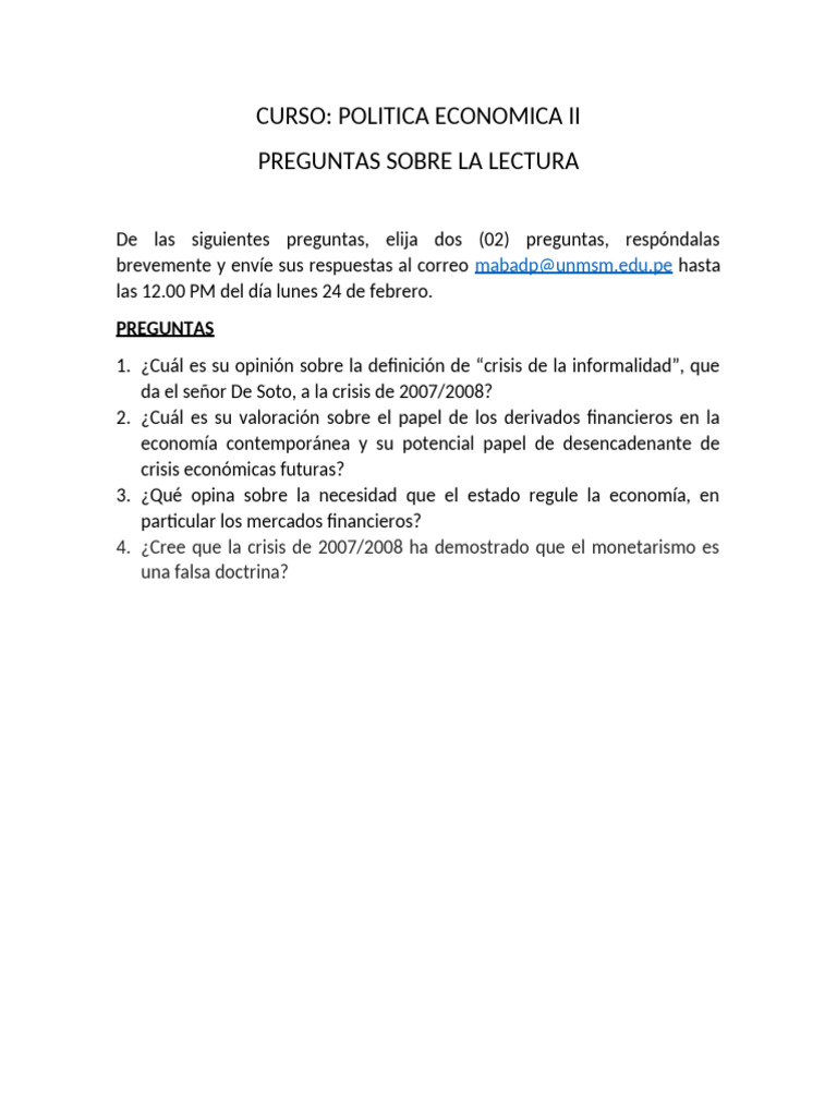 Preguntas Sobre La Lectura | PDF