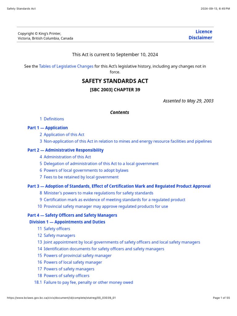 2 TSBC Acts and Regs 2024 | PDF | Safety | License