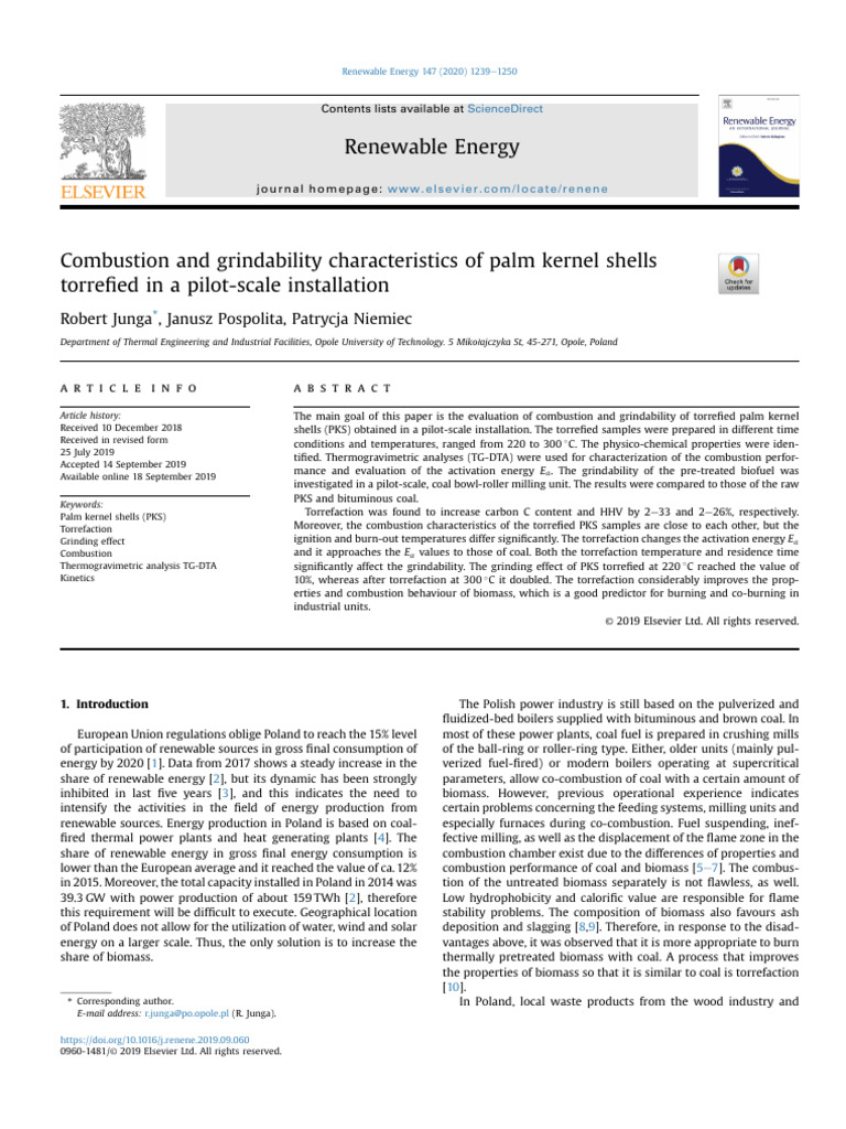Torrefaction Effects on Palm Kernel Shells | PDF | Combustion | Coal