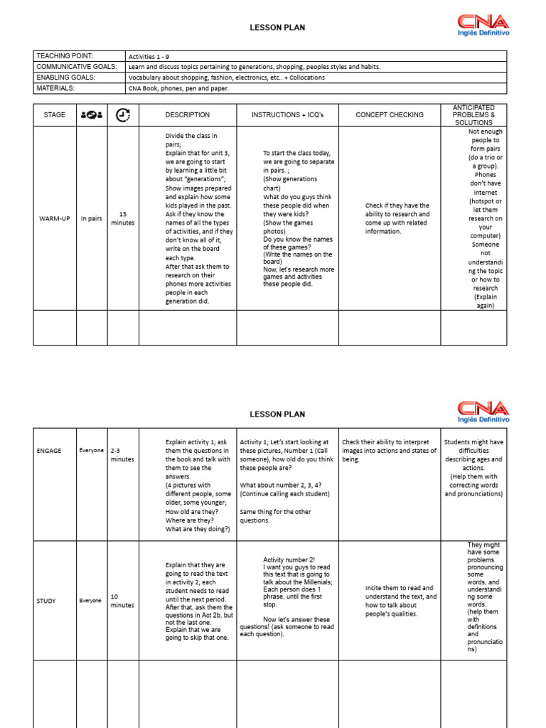 Lesson Plan - Inter 1 Unit 3 (25 - 03 - 23) | PDF | Cognitive Science ...