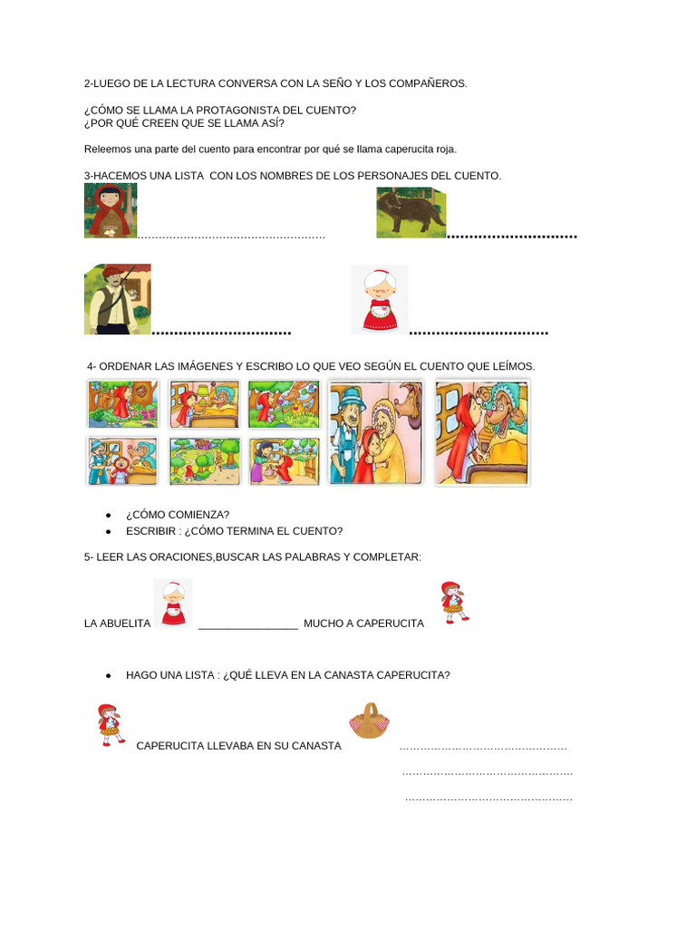 Actividades Caperucita | PDF