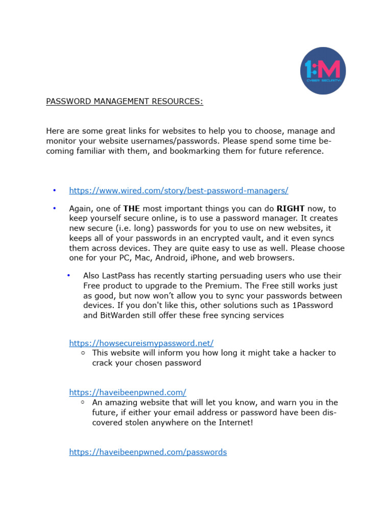 Password Management Resources Pdf