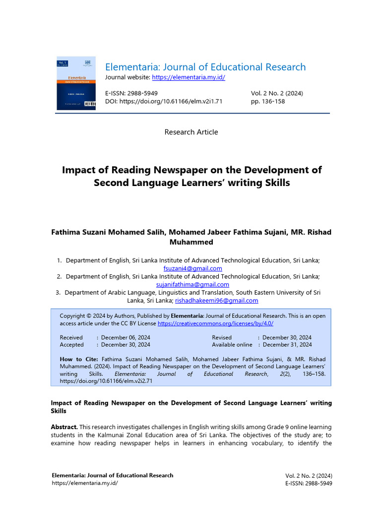 Impact of Reading Newspaper On The Development of | PDF | Reading ...