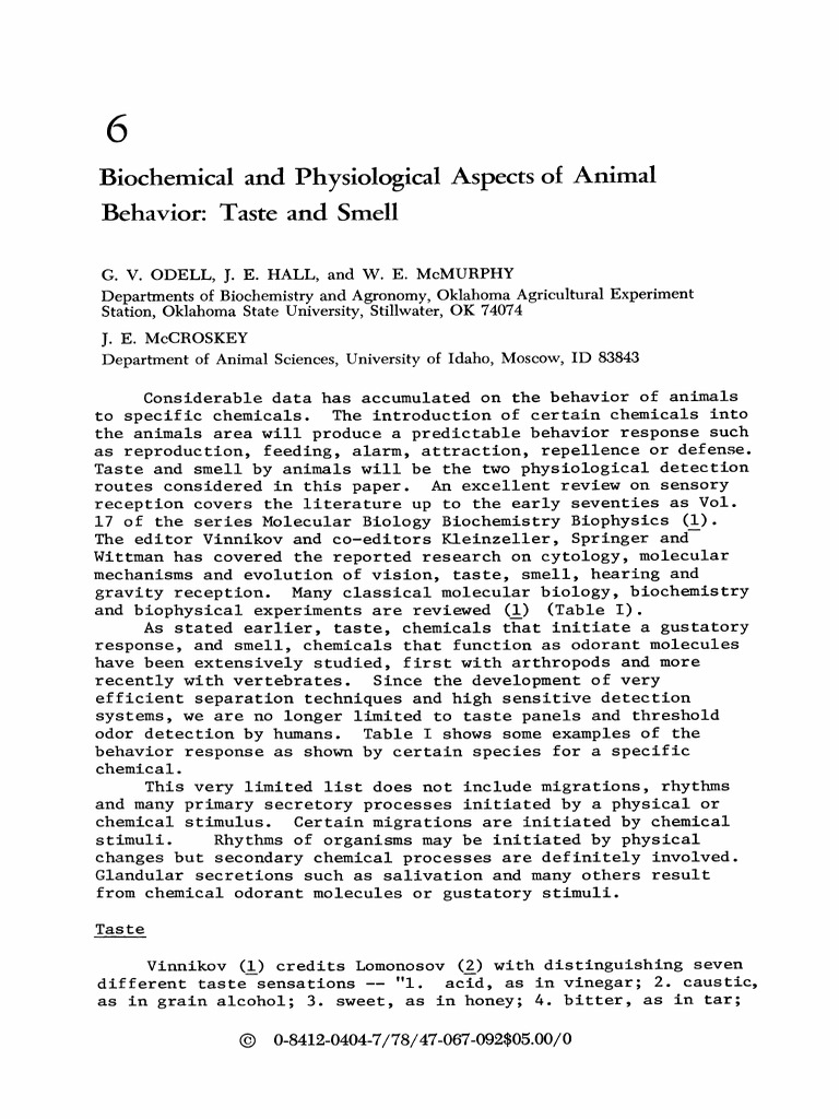 (1978) (BCH) Biochemical and Physiological Aspects of Animal Behavior ...